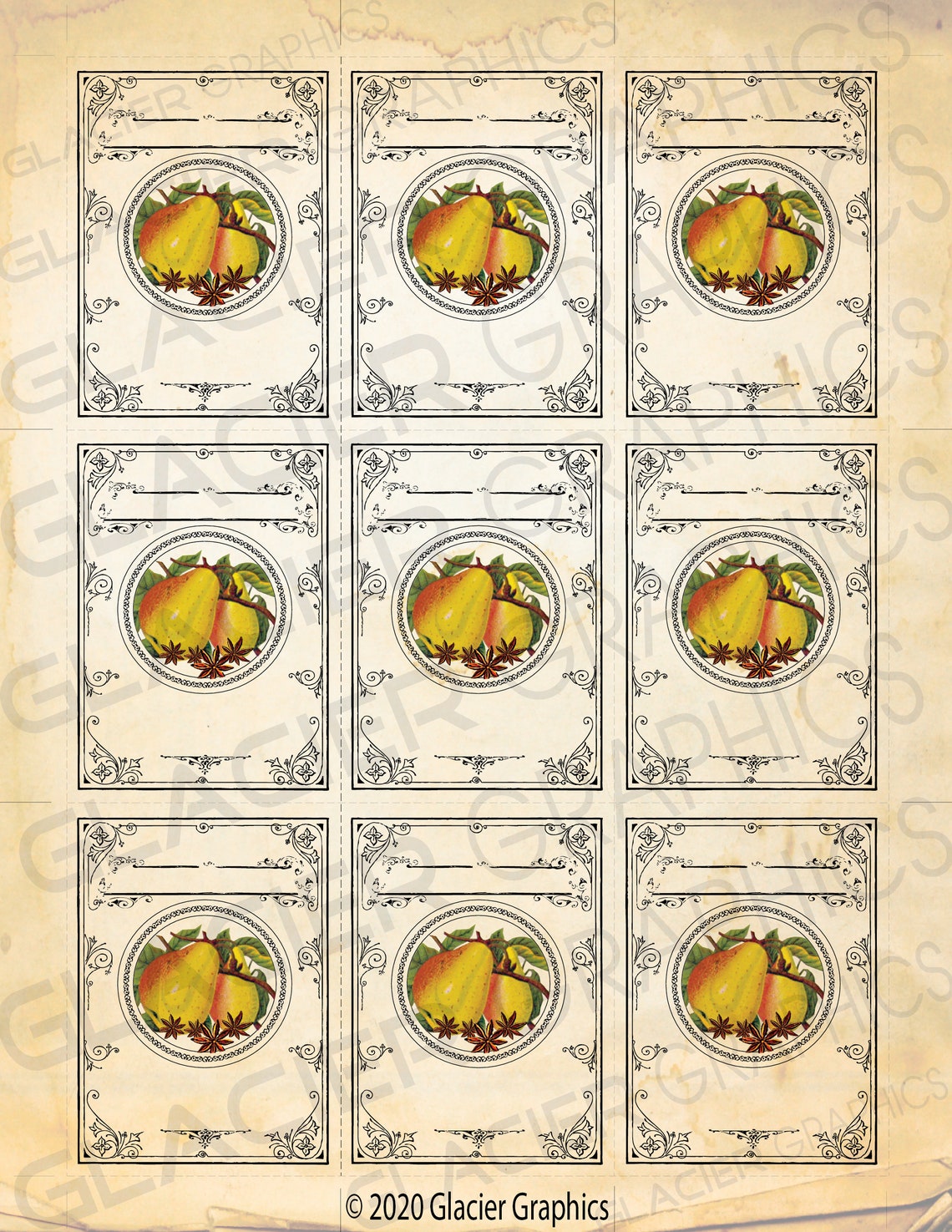 Blank Spiced Pears Canning Label Vintage Pears Tags YOU ADD - Etsy