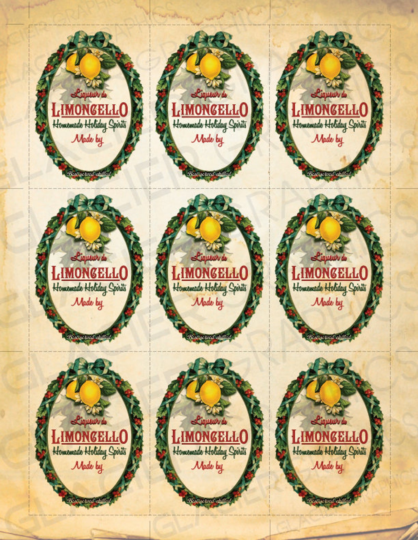 Editable Christmas Limoncello Labels Limoncello Bottle Labels YOU ADD ...