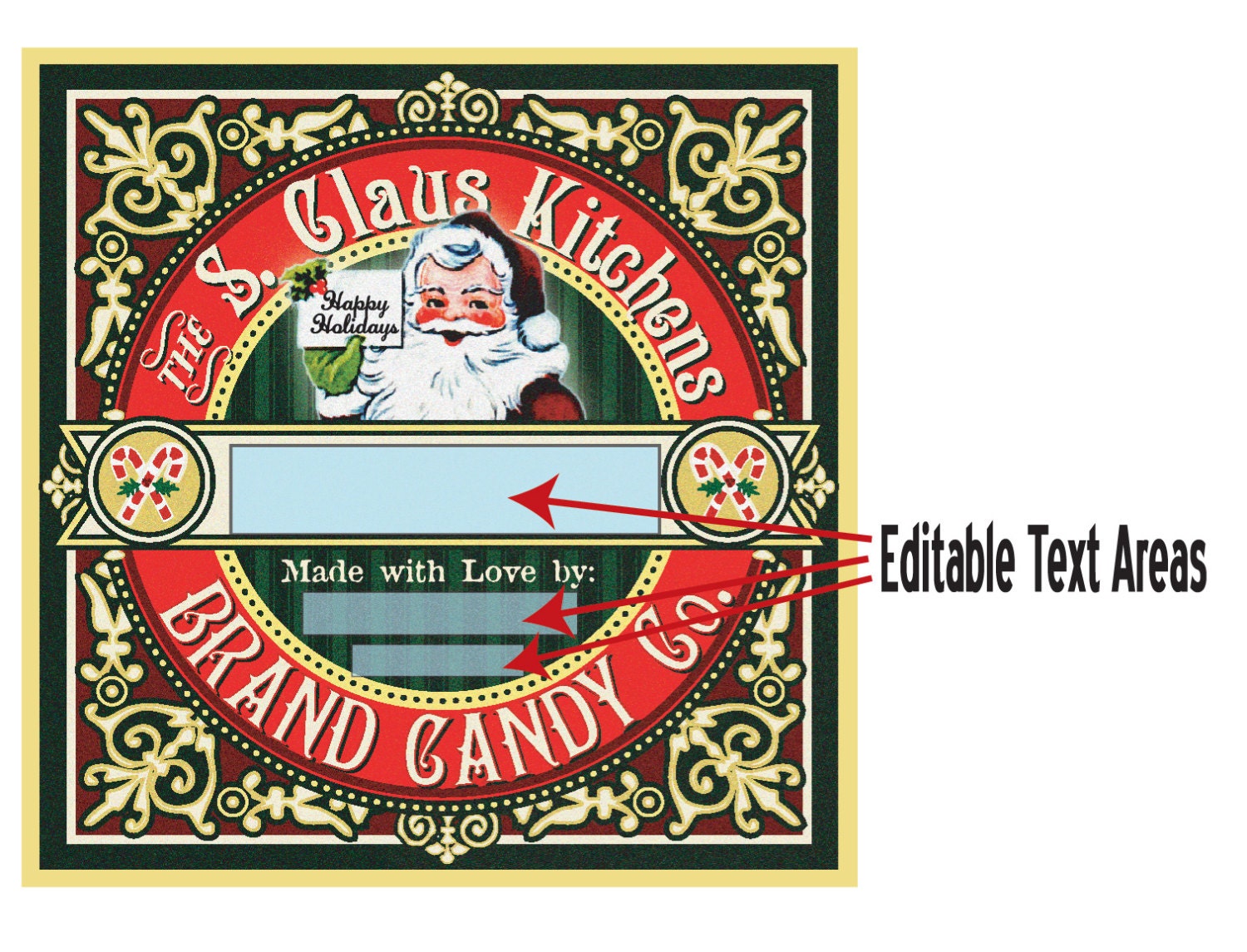 EDITABLE Candy Label Digital Download Christmas Printable Tag | Etsy