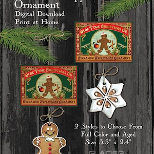 Printable Gingerbread Labels Ornament Tags Cinnamon Applesauce Digital ...