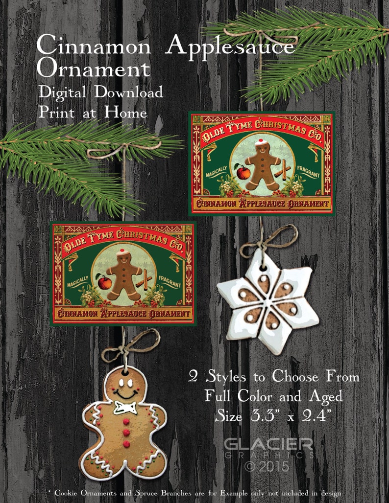 Printable Gingerbread Labels Ornament Tags Cinnamon Applesauce | Etsy