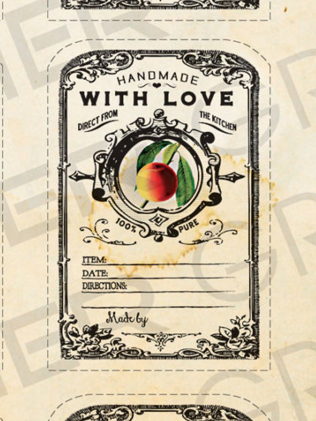 DIGITAL Peaches Jam Label Peaches Canning Labels Download Bottle Label ...