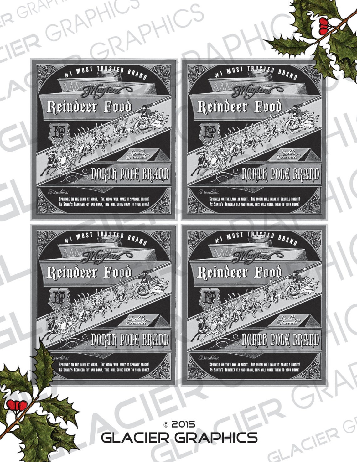 DIY Vintage Christmas Label Reindeer Food Digital Download | Etsy