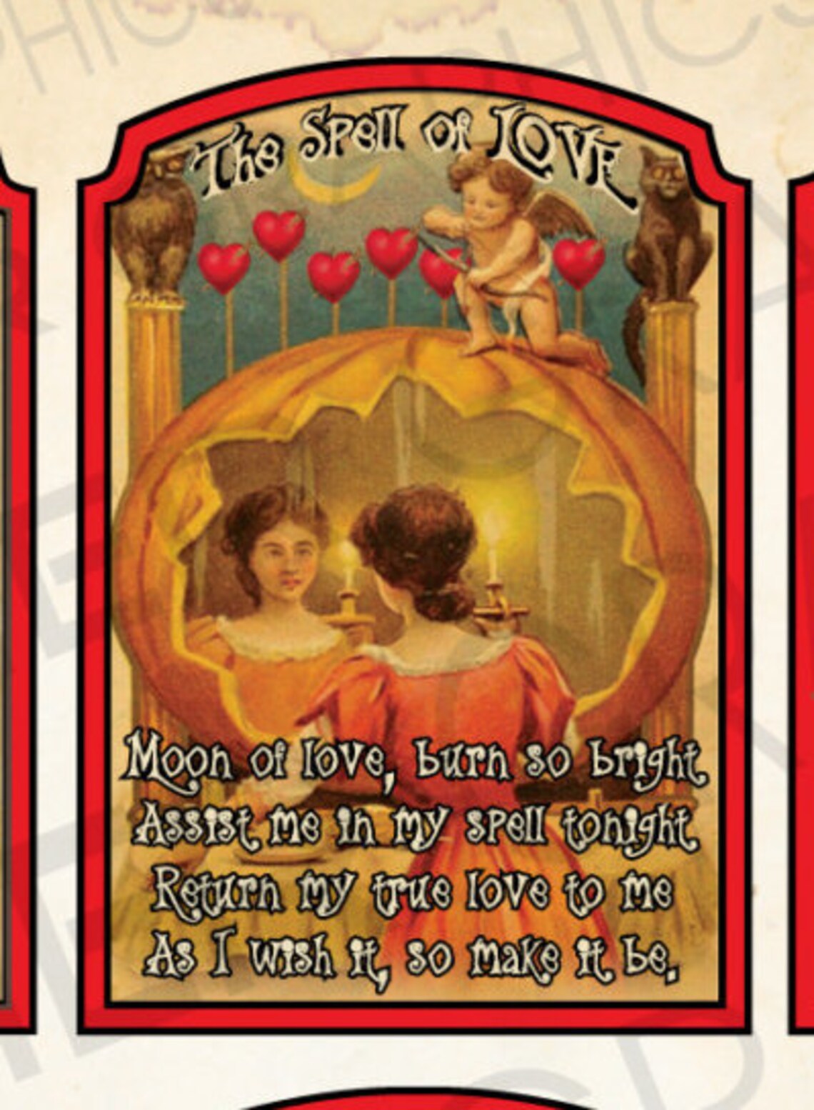 Witch Spell Cards Valentine Love Spell Card Digital Download Printable ...