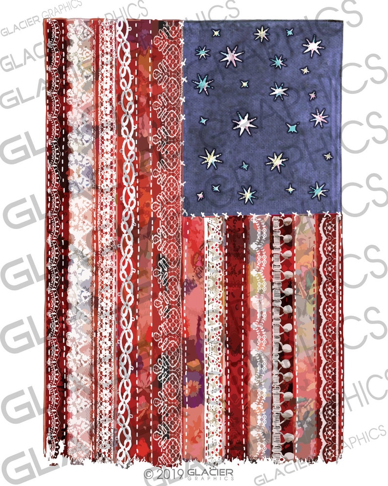 Boho Lace Flag Country Farmhouse Printable American Lace Flag - Etsy