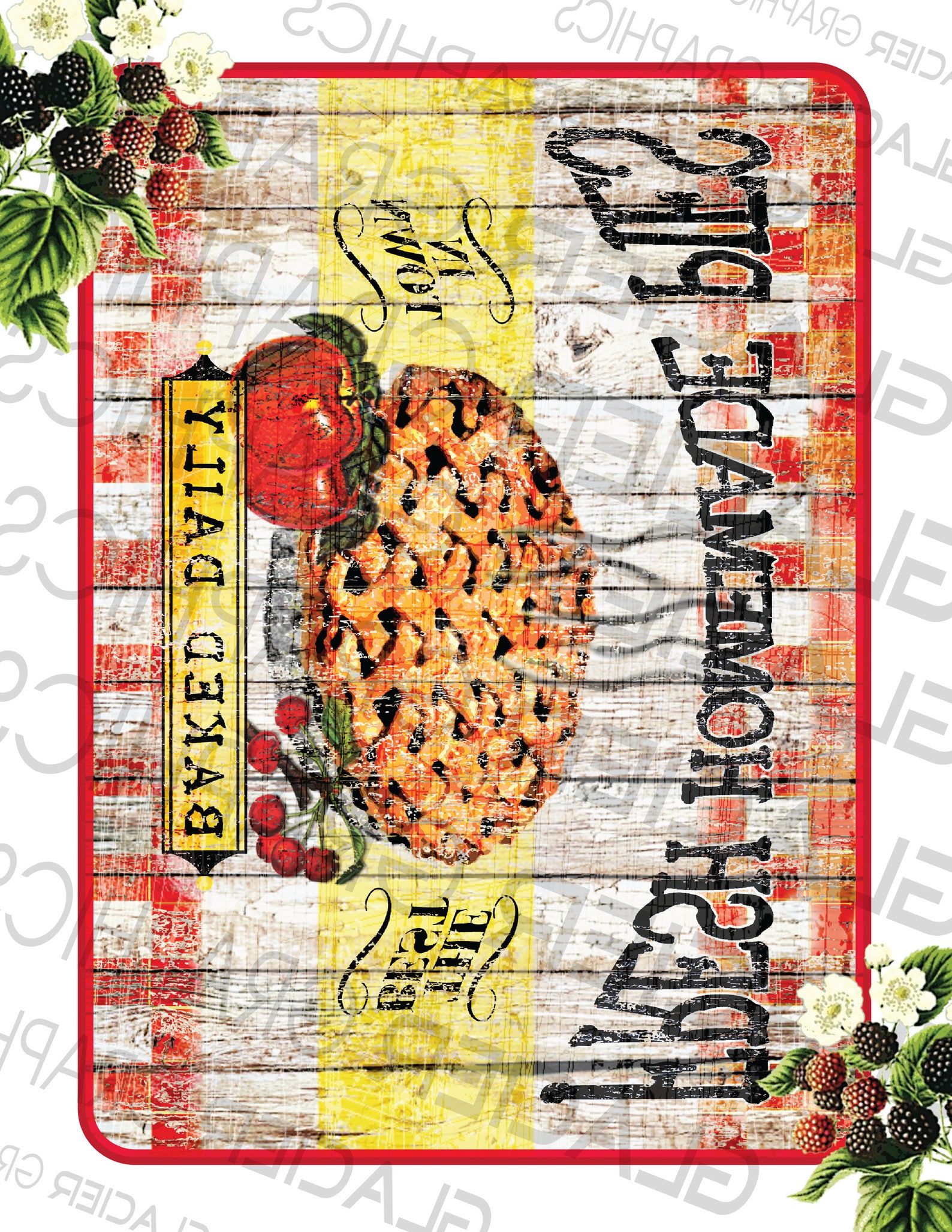 Country Farm Style Homemade Apple Pies Sign Red Yellow Digital - Etsy