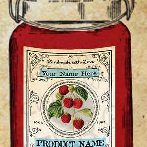 Raspberry Label Red Raspberry Jam Label Vintage Raspberry Canning Tags ...