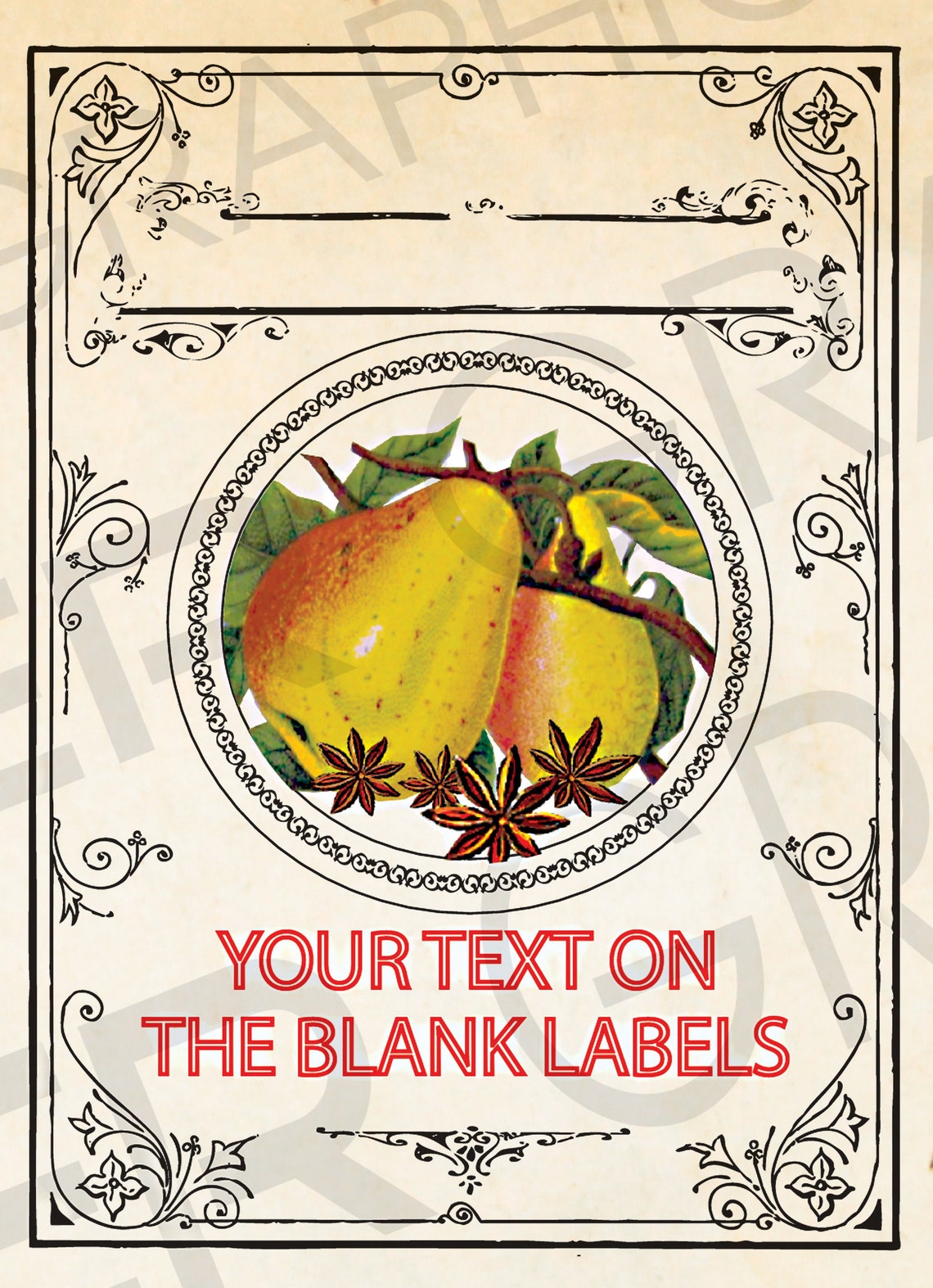 Blank Spiced Pears Canning Label Vintage Pears Tags YOU ADD - Etsy