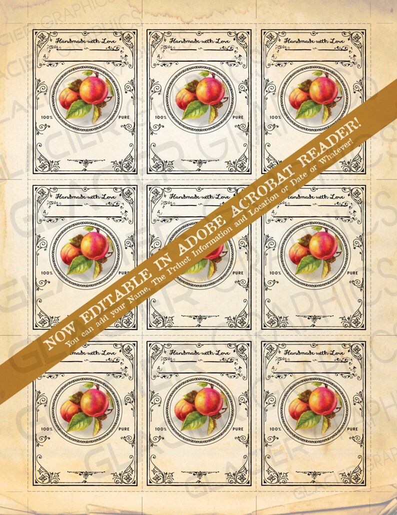 Editable Peaches Label Peaches Jam Label Peach Canning Tags EDITABLE ...