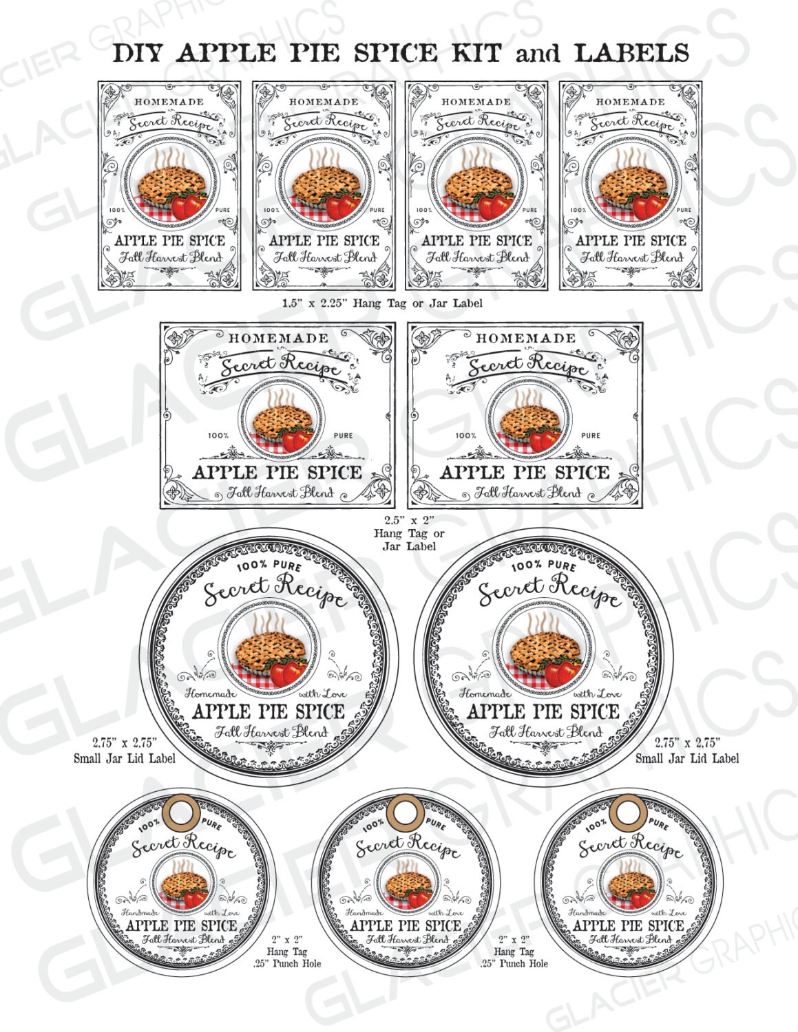 DIY Spice Mix Holiday Gift Apple Pie Spice Tags Apple Pie Spice Gift ...