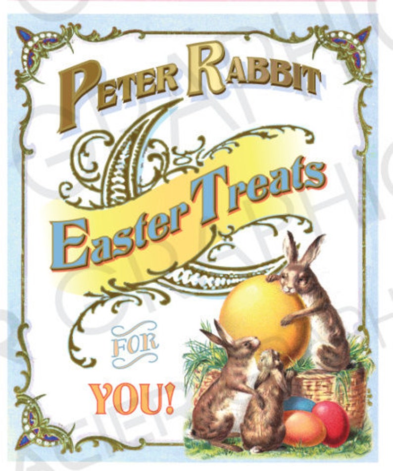 Easter Treats Label Printable Vintage Digital Download | Etsy
