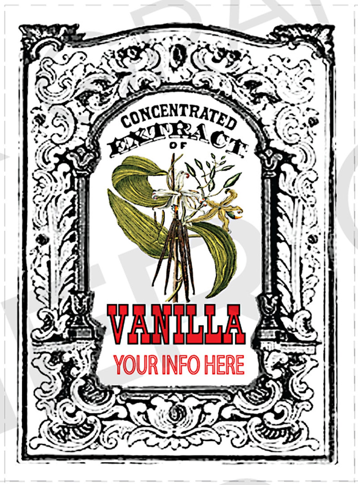YOU ADD TEXT Homemade Vanilla Extract Labels Vintage Vanilla Extract ...