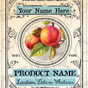 Editable Peaches Label Peaches Jam Label Peach Canning Tags EDITABLE ...