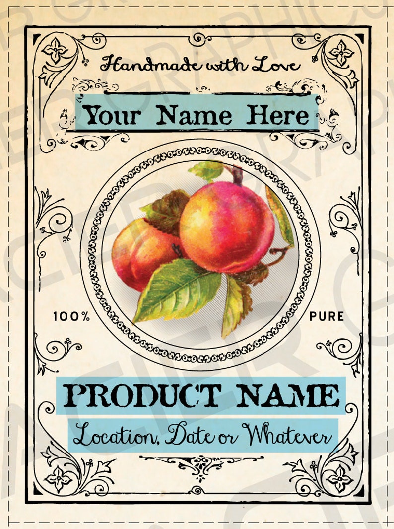 Editable Peaches Label Peaches Jam Label Peach Canning Tags EDITABLE ...