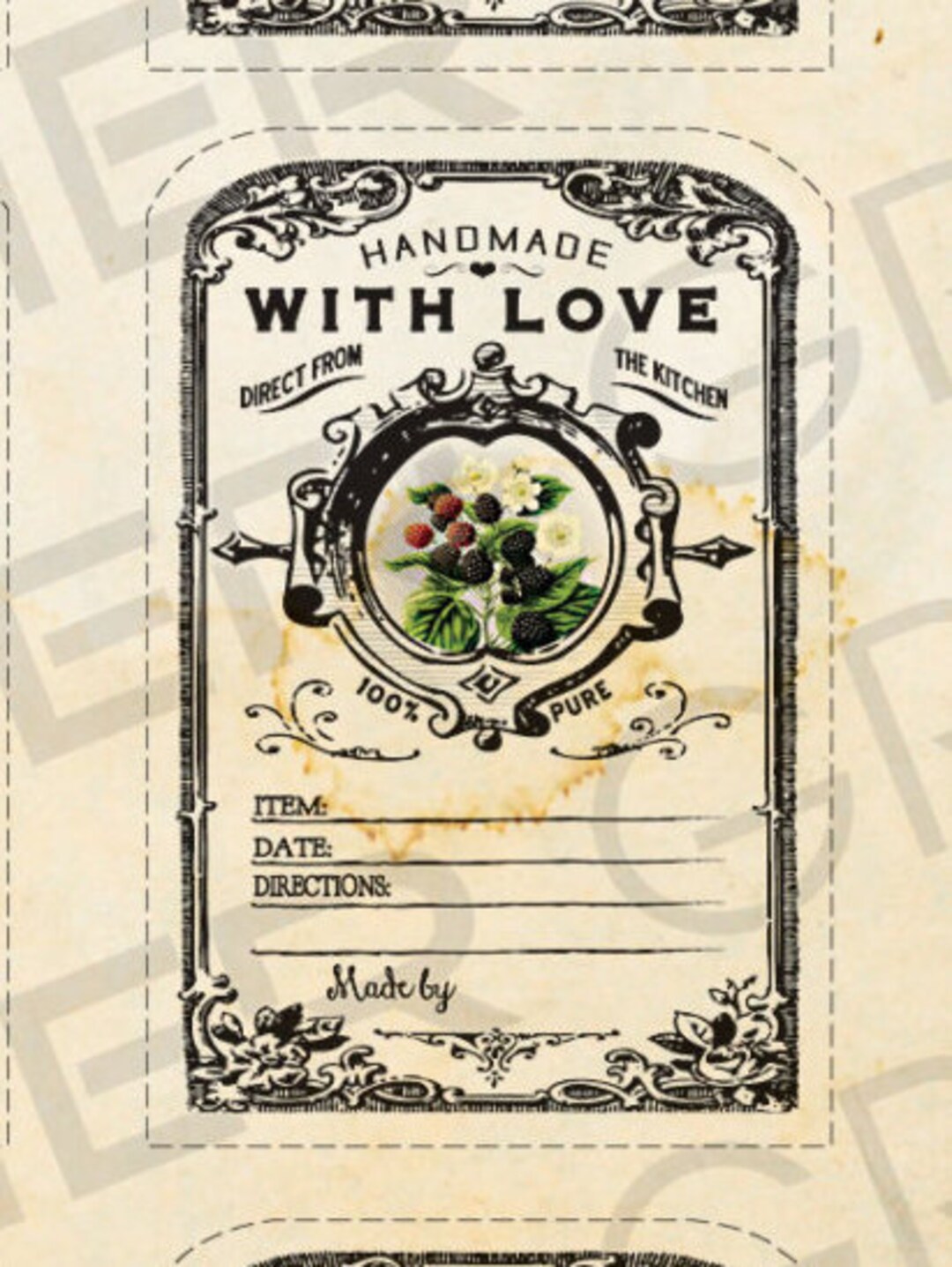 Blackberries Jam Label Blackberries Apothecary Gift Tags Bottle Label ...