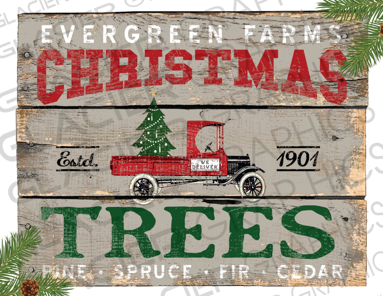 Country Christmas Tree Farm Primitive Sign Digital Download | Etsy