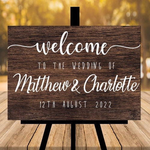Light Rustic Wedding Welcome Sign | Etsy UK