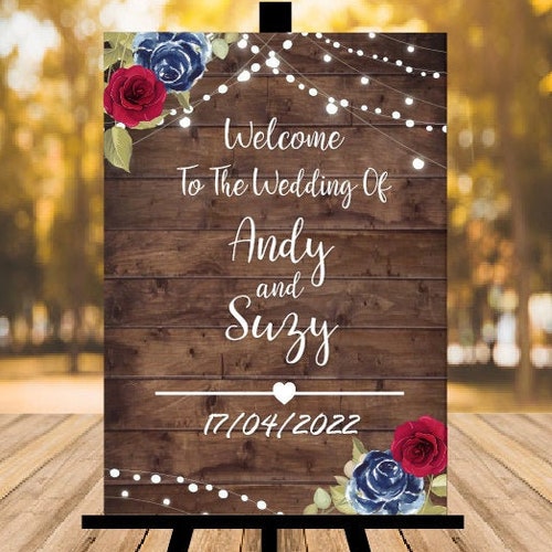 Rustic Wedding Welcome Sign - Etsy UK
