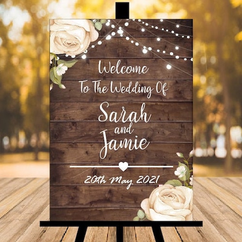 Rustic Wedding Welcome Sign Wood Rustic Wood Wedding Sign - Etsy UK
