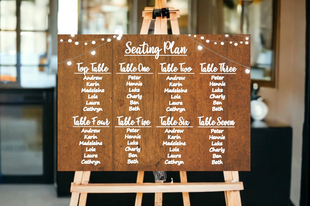 Rustic Wedding Table Plan Sign Wedding Seating Plan Orange - Etsy
