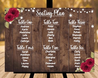 Rustic Wedding Table Plan Sign Wedding Seating Plan | Etsy UK