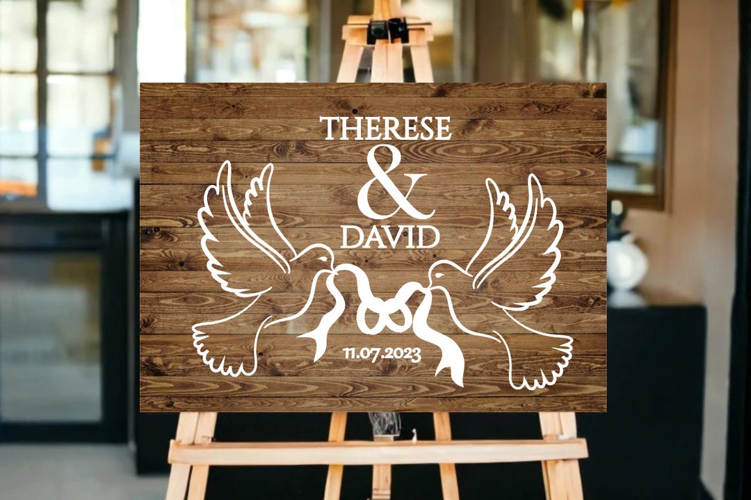 Rustic Wedding Welcome Sign Doves Rings - Etsy