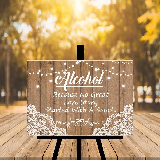 Wedding Sign Rustic Wedding Alcohol Wedding Signage | Etsy