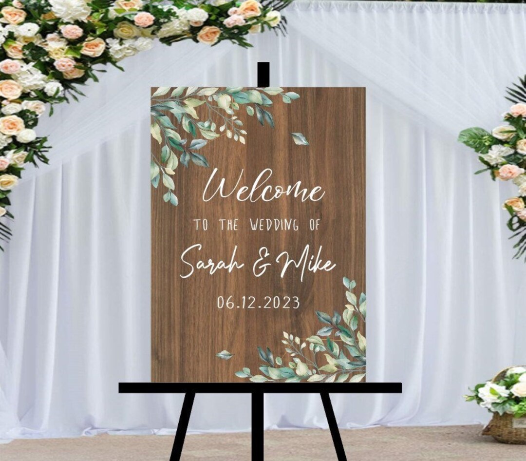 Rustic Wedding Welcome Sign, Wood Rustic Walnut Wood Wedding Sign ...
