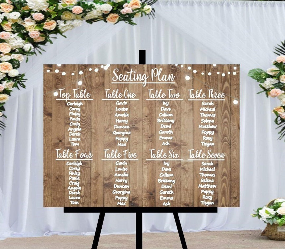 Rustic Wedding Table Plan Sign Wedding Seating Plan - Etsy