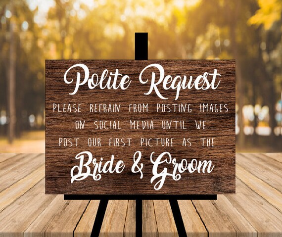 Wedding Sign Rustic Wedding Polite Request / Camera Sign | Etsy UK