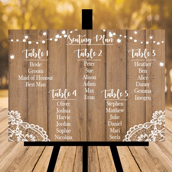 Rustic Wedding Table Plan Sign Wedding Seating Plan - Etsy UK