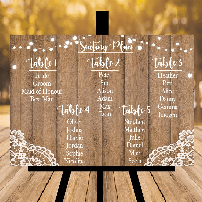 Rustic Wedding Table Plan Sign Wedding Seating Plan - Etsy UK