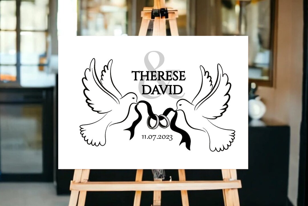 Wedding Welcome Sign Doves Rings - Etsy