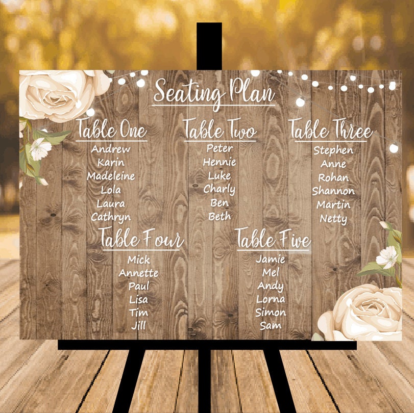 Rustic Wedding Table Plan Sign Wedding Seating Plan - Etsy UK