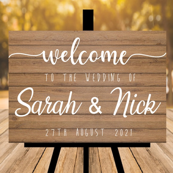 Light Rustic Wedding Welcome Sign | Etsy UK