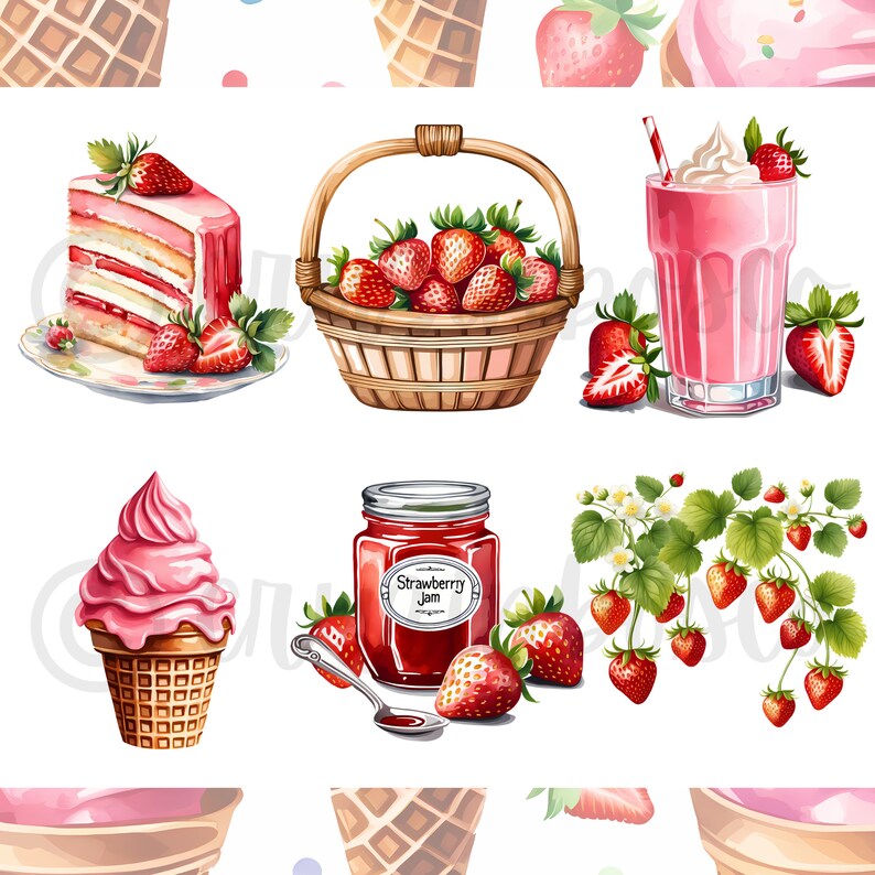 Strawberry Clipart Bundle, Strawberries Set, High Quality PNG, Fruit ...