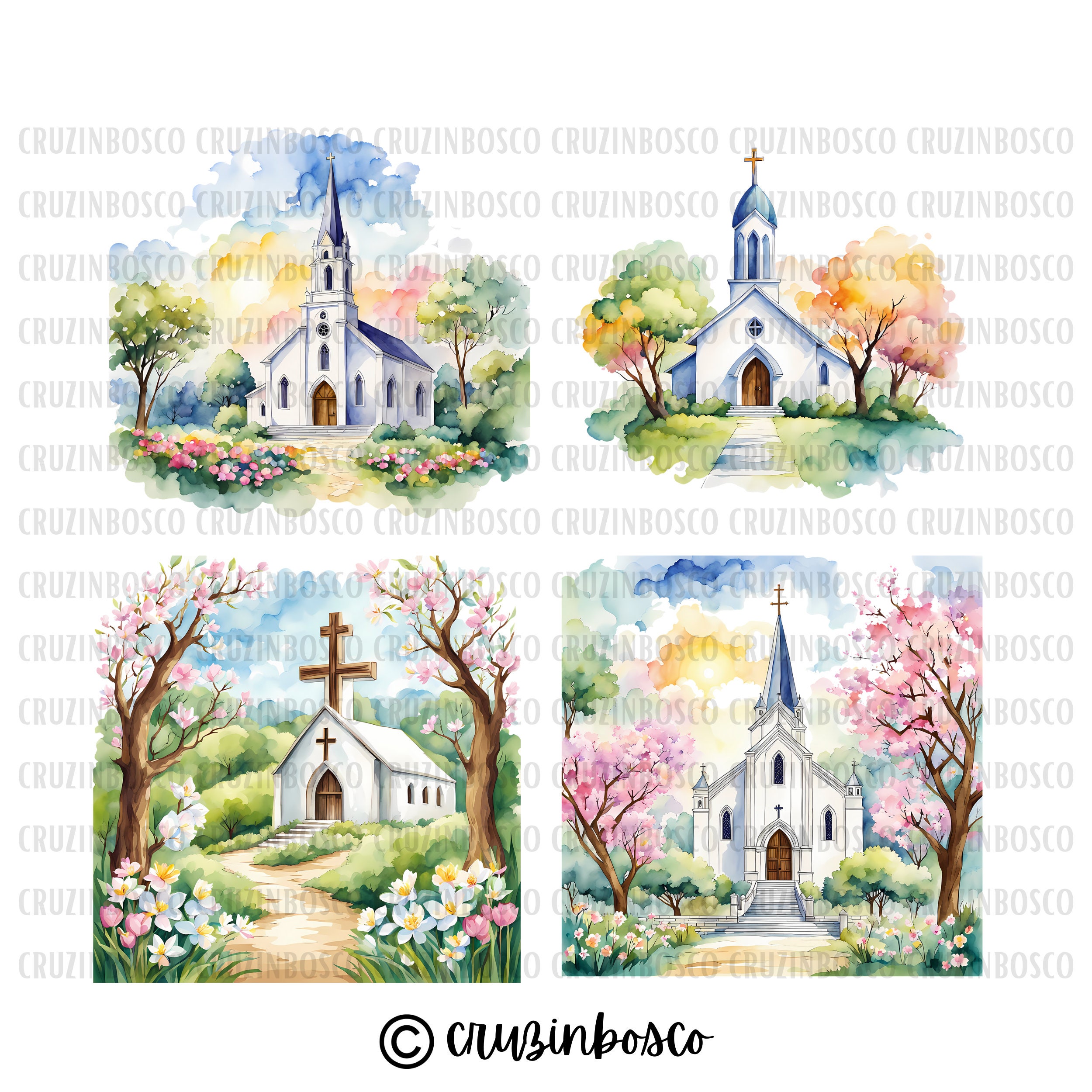 Spring Easter Fun Clipart Bundle, Church, Christian, Catholic ...