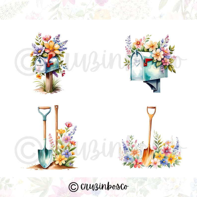 24 Spring Clipart Bundle, Garden Clip Art Set, High Quality PNG ...