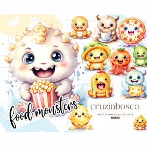 Friendly Food Monster Clipart, Kawaii Cute Junk Food, Foodie, Child ...