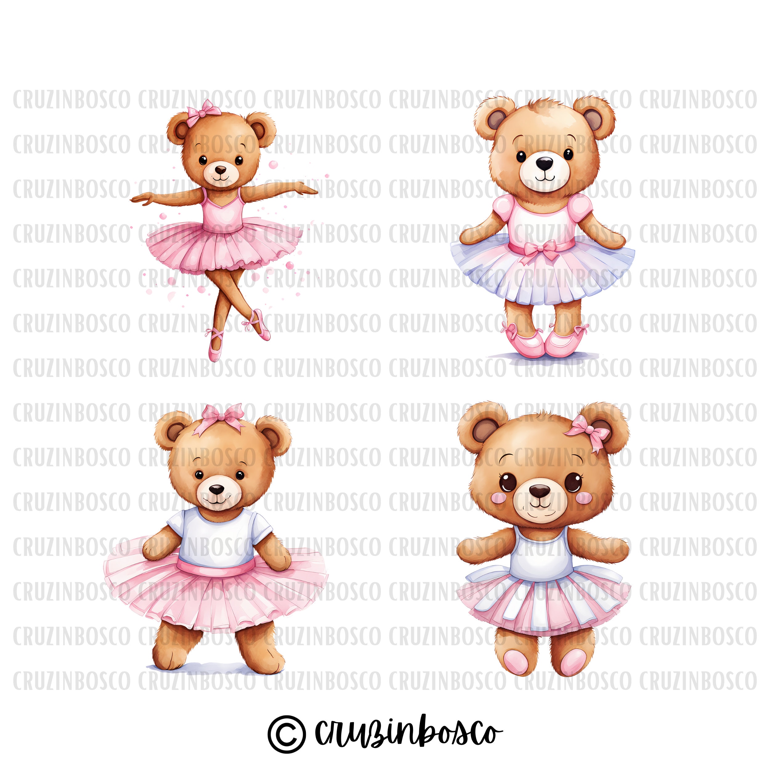 Ballerina Teddy Bear Clipart, Dancer Ballet, Dancing PNG, Digital ...