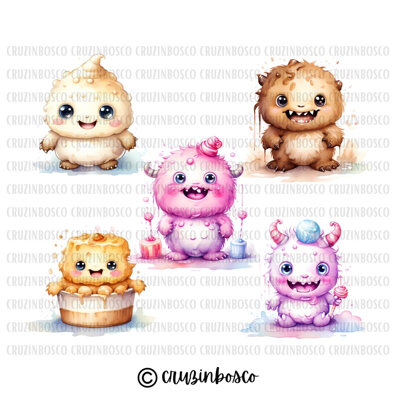 Friendly Sweets Monster Clipart, Kawaii Cute Dessert Food, Foodie Child ...