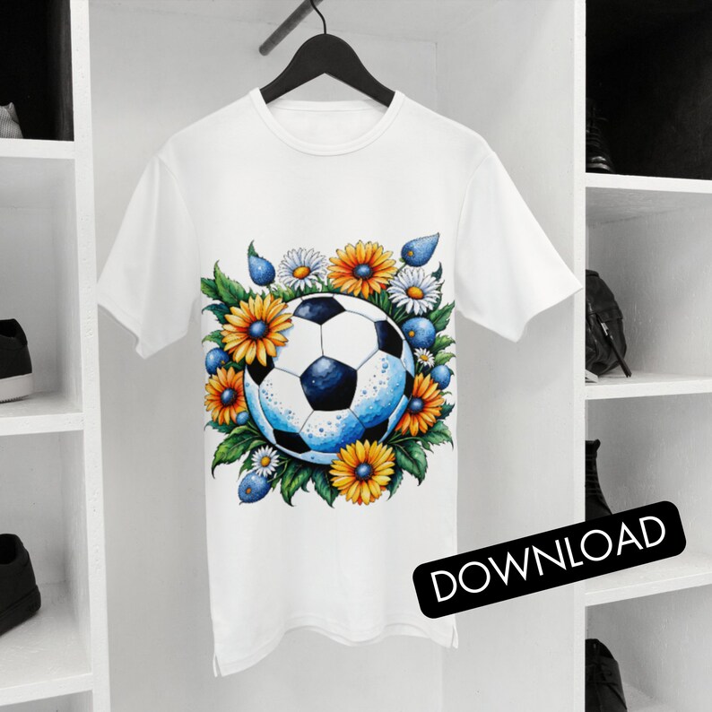 Daisy Soccer PNG, Ball Sublimation Design, Watercolor Sports Flowers ...