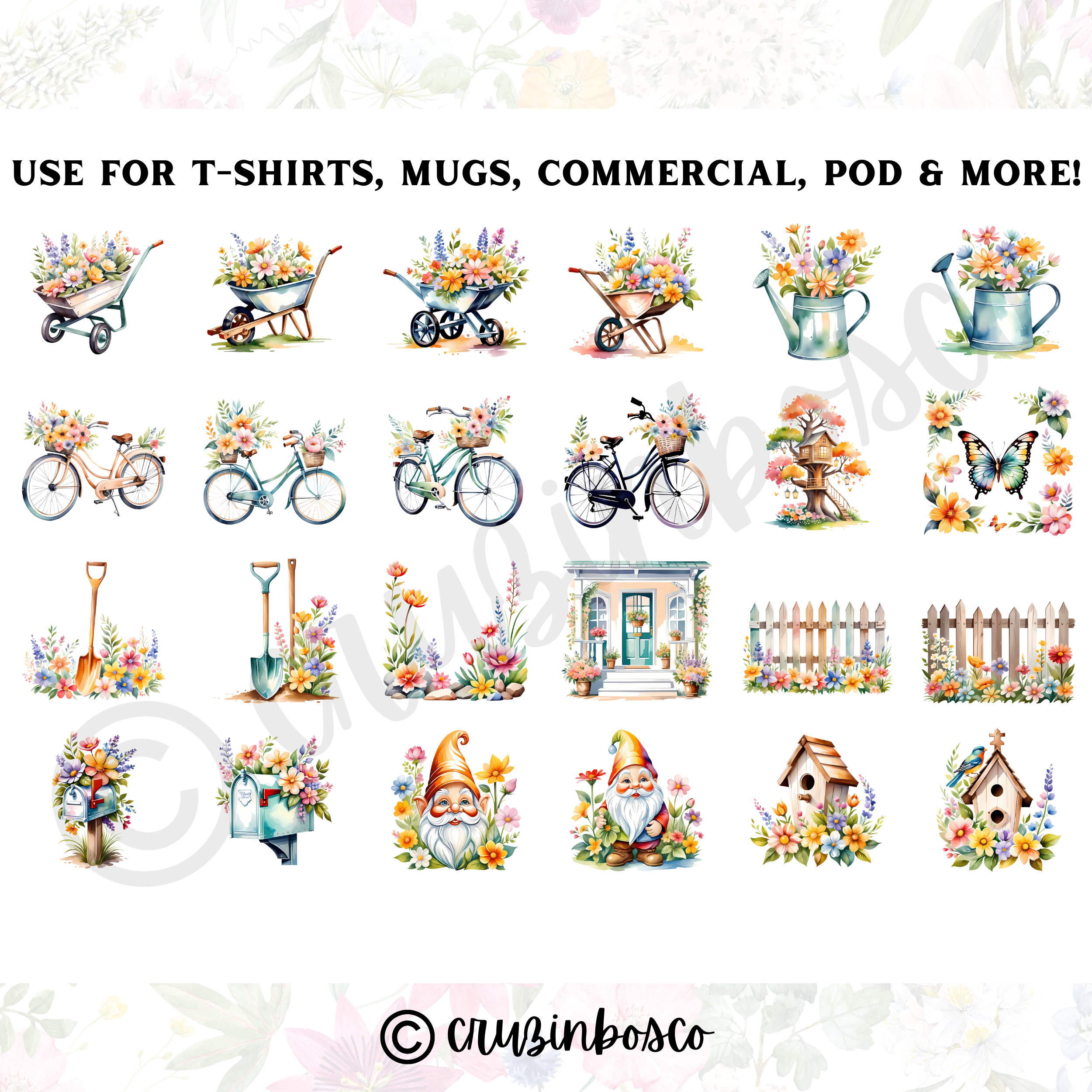 24 Spring Clipart Bundle, Garden Clip Art Set, High Quality PNG ...