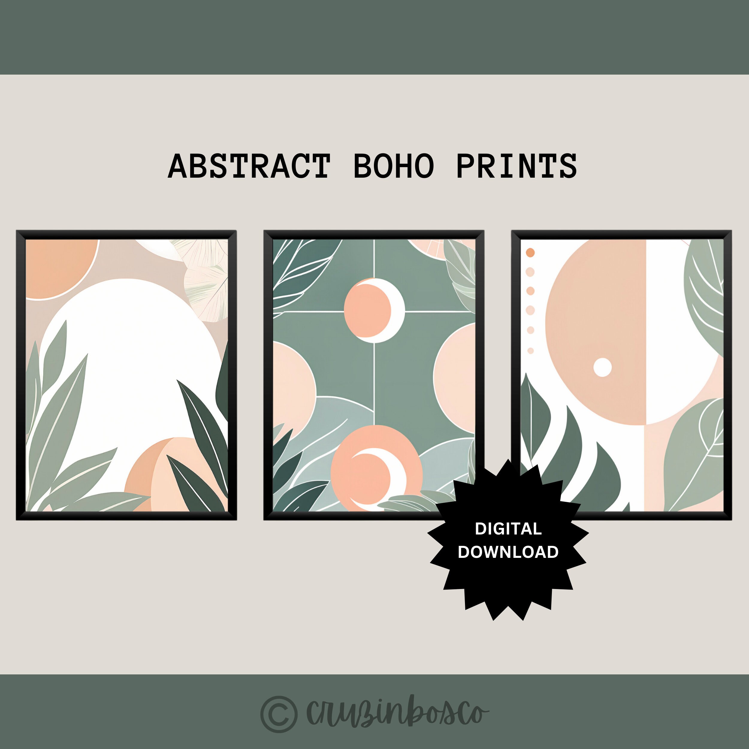 Abstract Boho Wall Art, 8x10 Printable Download, High Quality PNG ...