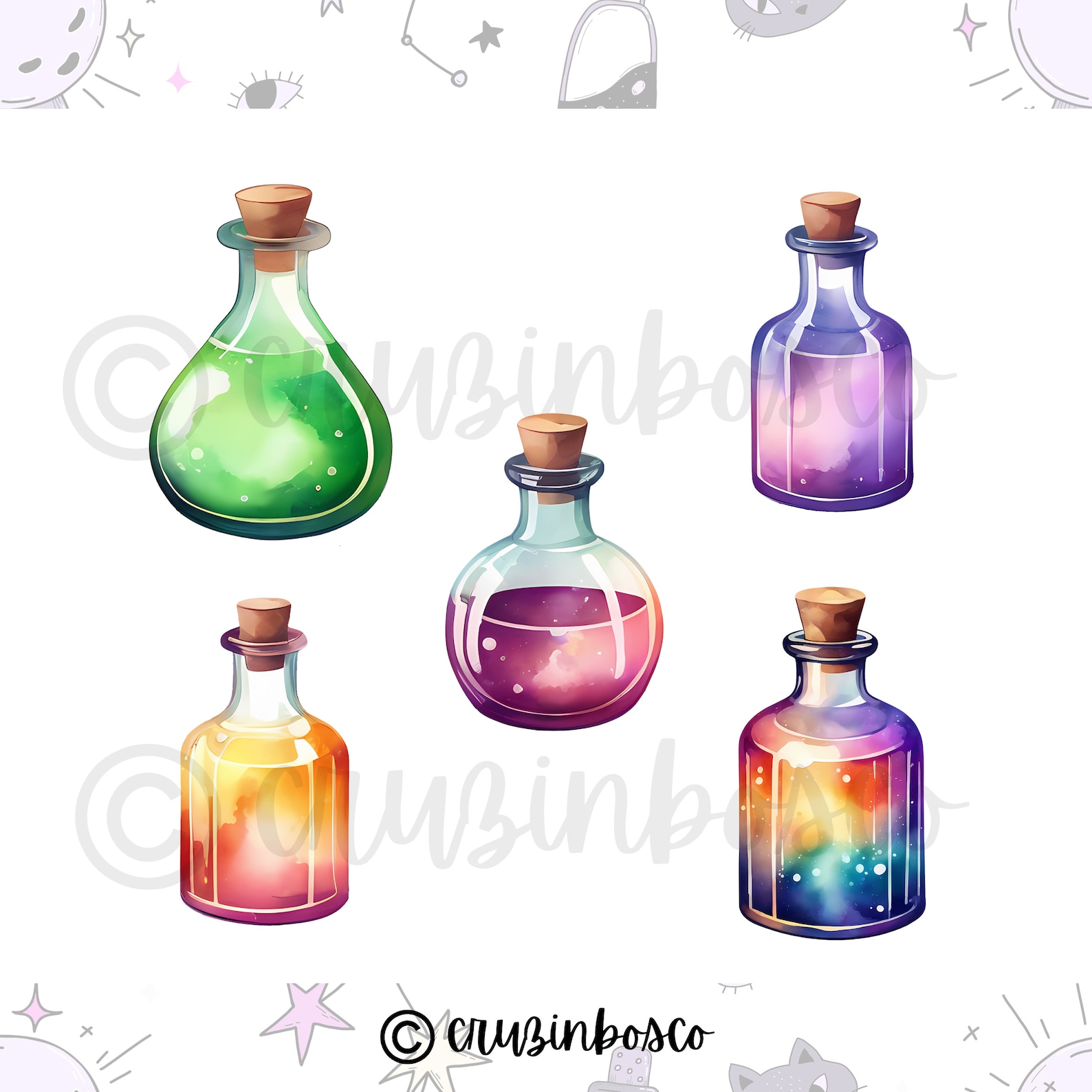 17+ Potion Bottle Clipart Bundle, Fairy Magical Art Set, High Quality ...