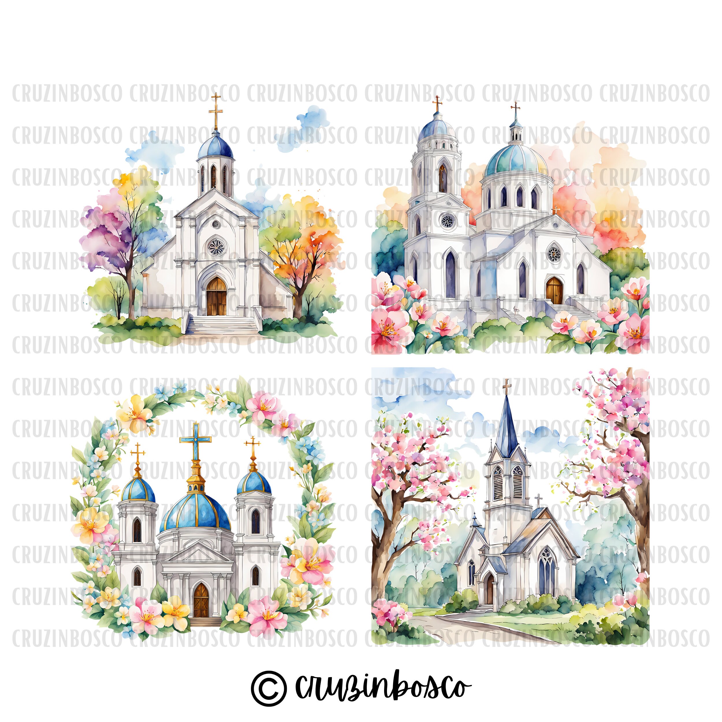 Spring Easter Fun Clipart Bundle, Church, Christian, Catholic ...