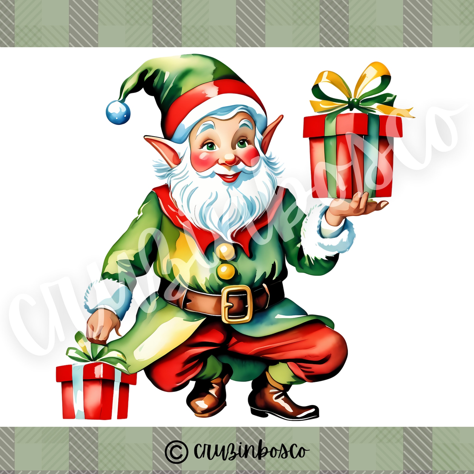Vintage Christmas Elves Clip Art, 1940s, Retro Xmas, Holiday, Clipart ...