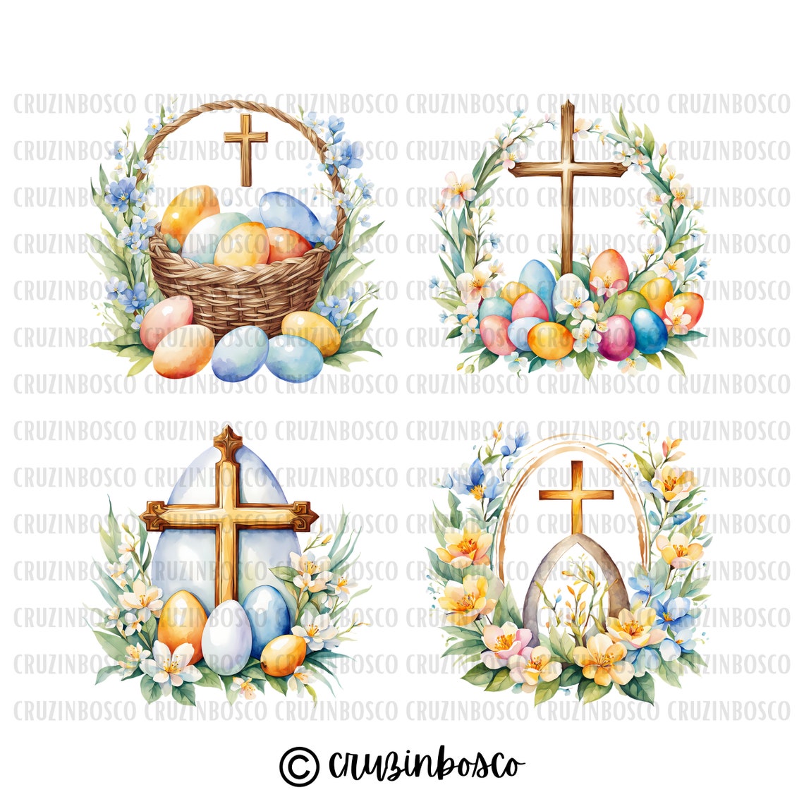 Spring Easter Fun Clipart Bundle, Church, Christian, Catholic ...