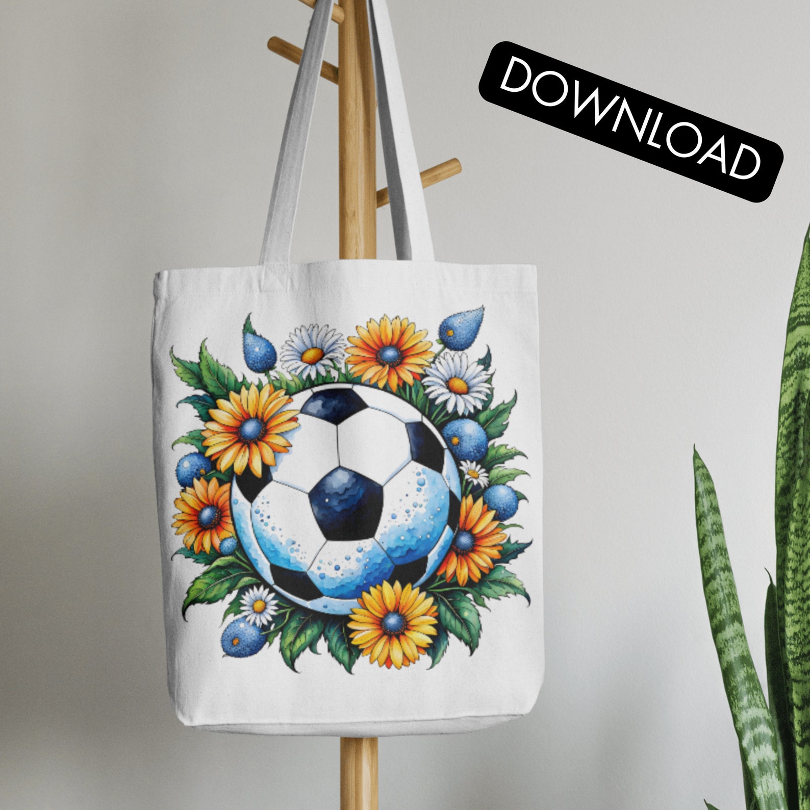 Daisy Soccer PNG, Ball Sublimation Design, Watercolor Sports Flowers ...