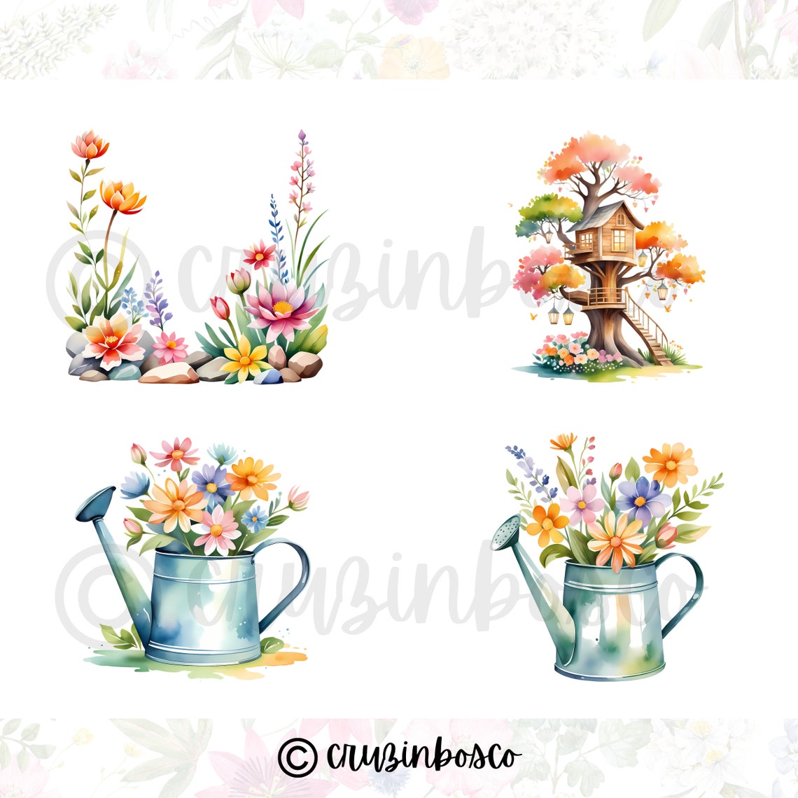24 Spring Clipart Bundle, Garden Clip Art Set, High Quality PNG ...